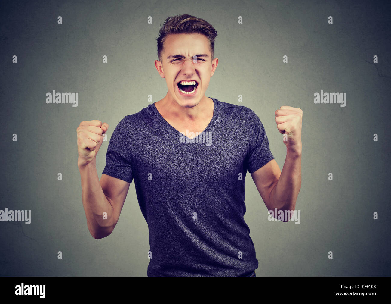 portrait of young angry man screaming Stock Photo - Alamy