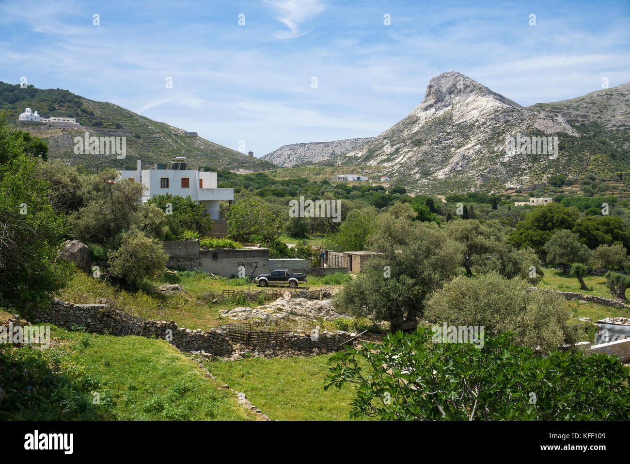 Landscape at the village Filoti, Naxos island, Cyclades, Aegean, Greece ...