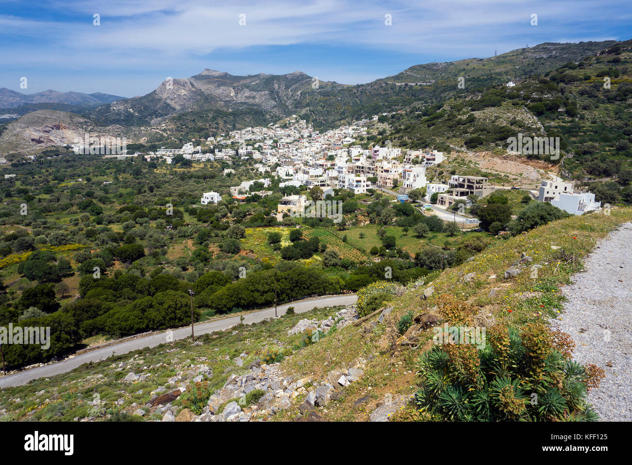 The village Filoti, Naxos island, Cyclades, Aegean, Greece Stock Photo ...