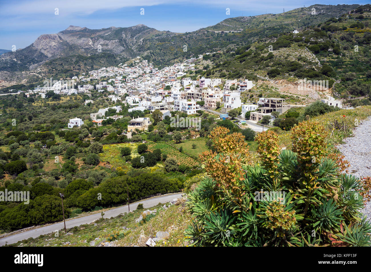 The village Filoti, Naxos island, Cyclades, Aegean, Greece Stock Photo ...