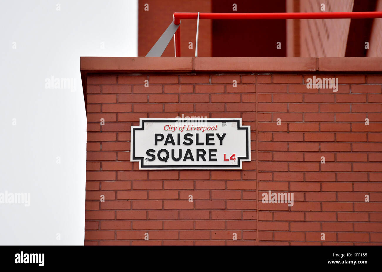 A general view of a Paisley Square road sign during the Premier League ...