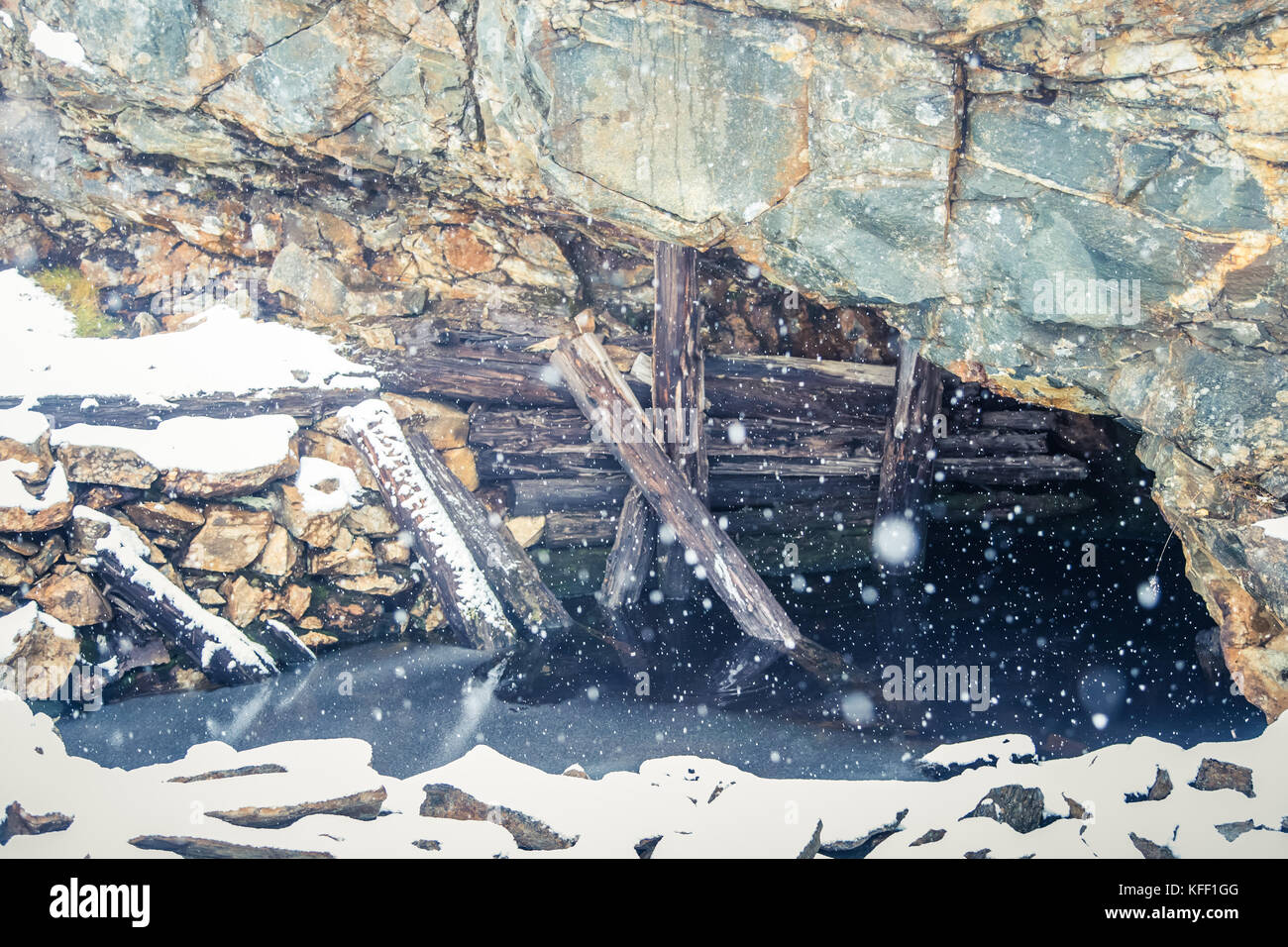 A snowy landscape with an old copper mine in central Norway. Cristianus ...