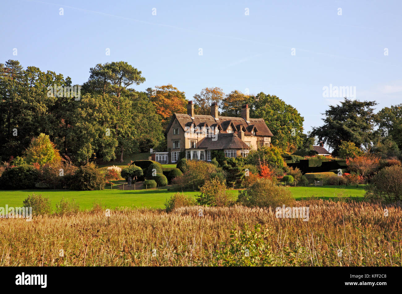 A view of How Hill House in autumn on the Norfolk Broads at Ludham ...