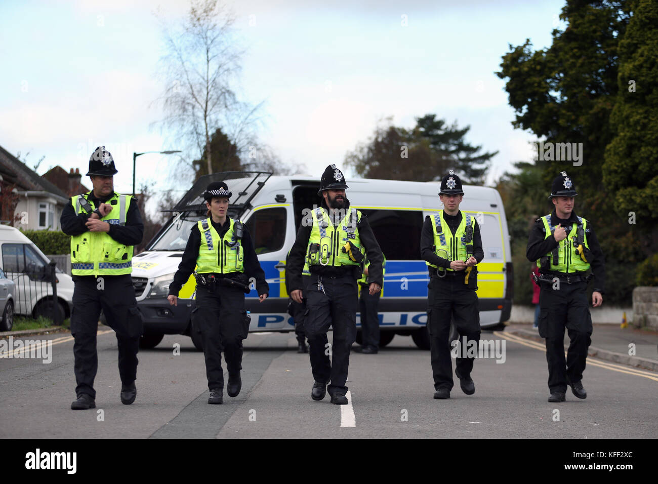 Police presence near the ground before the Premier League match at the ...