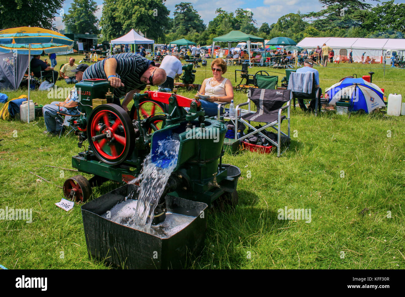 Stationary engines on display and being attended to at Astle Park ...