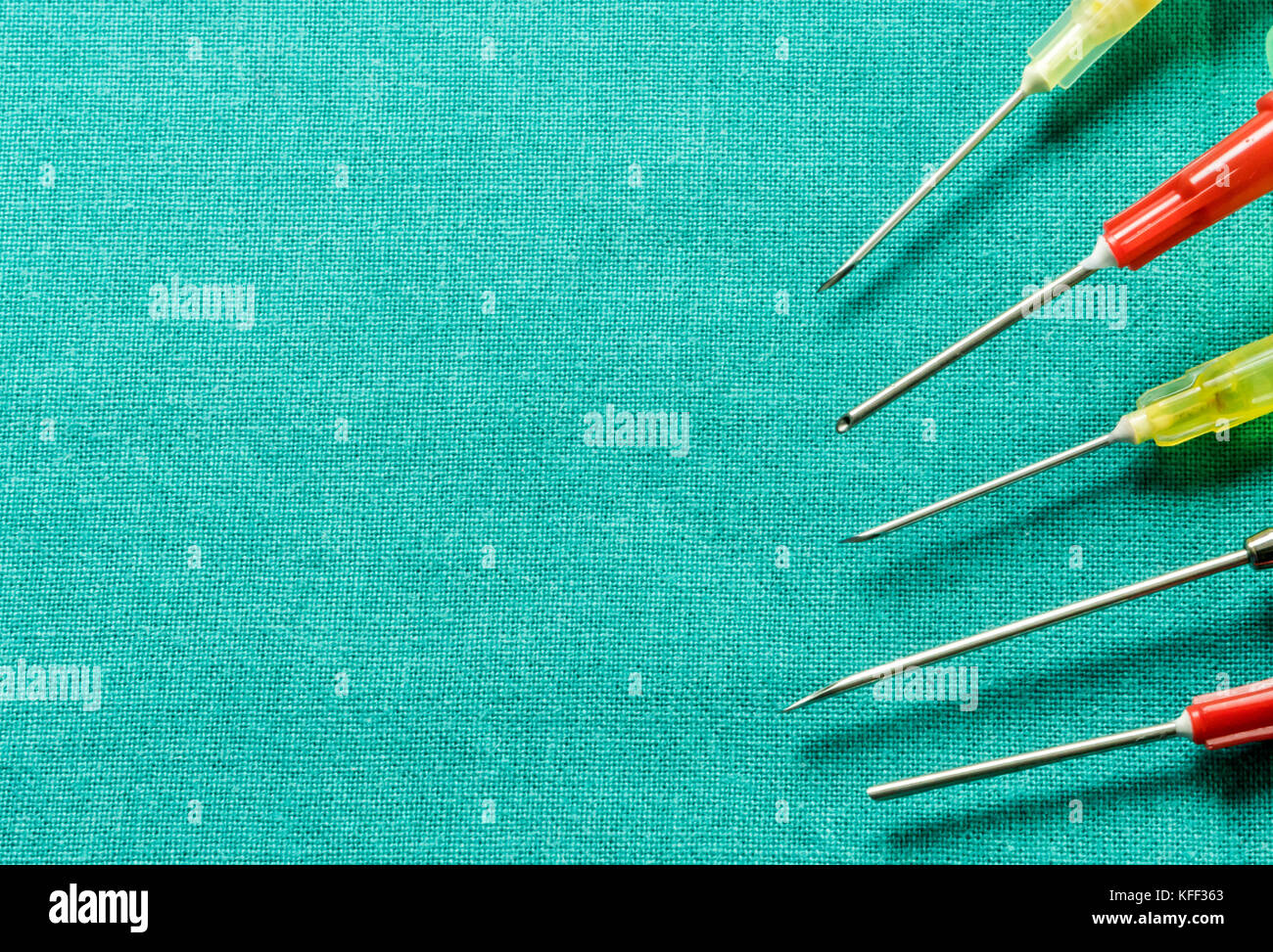 Set Of Metallic Needles Of Different Size On Operations Table Stock ...