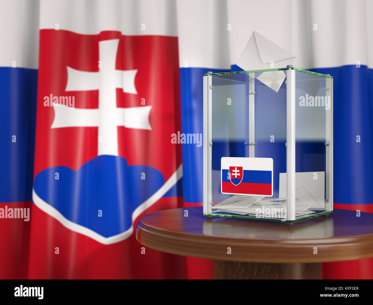Ballot box with flag of Slovakia and voting papers. Slovak presidential ...