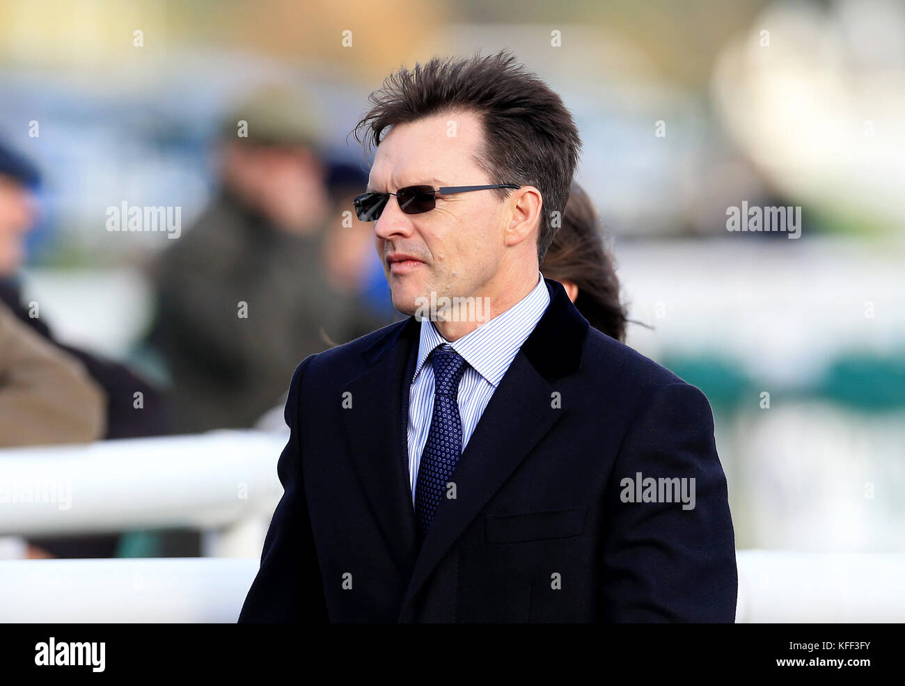Trainer Aidan O'Brien arrives at the racecourse during Racing Post ...