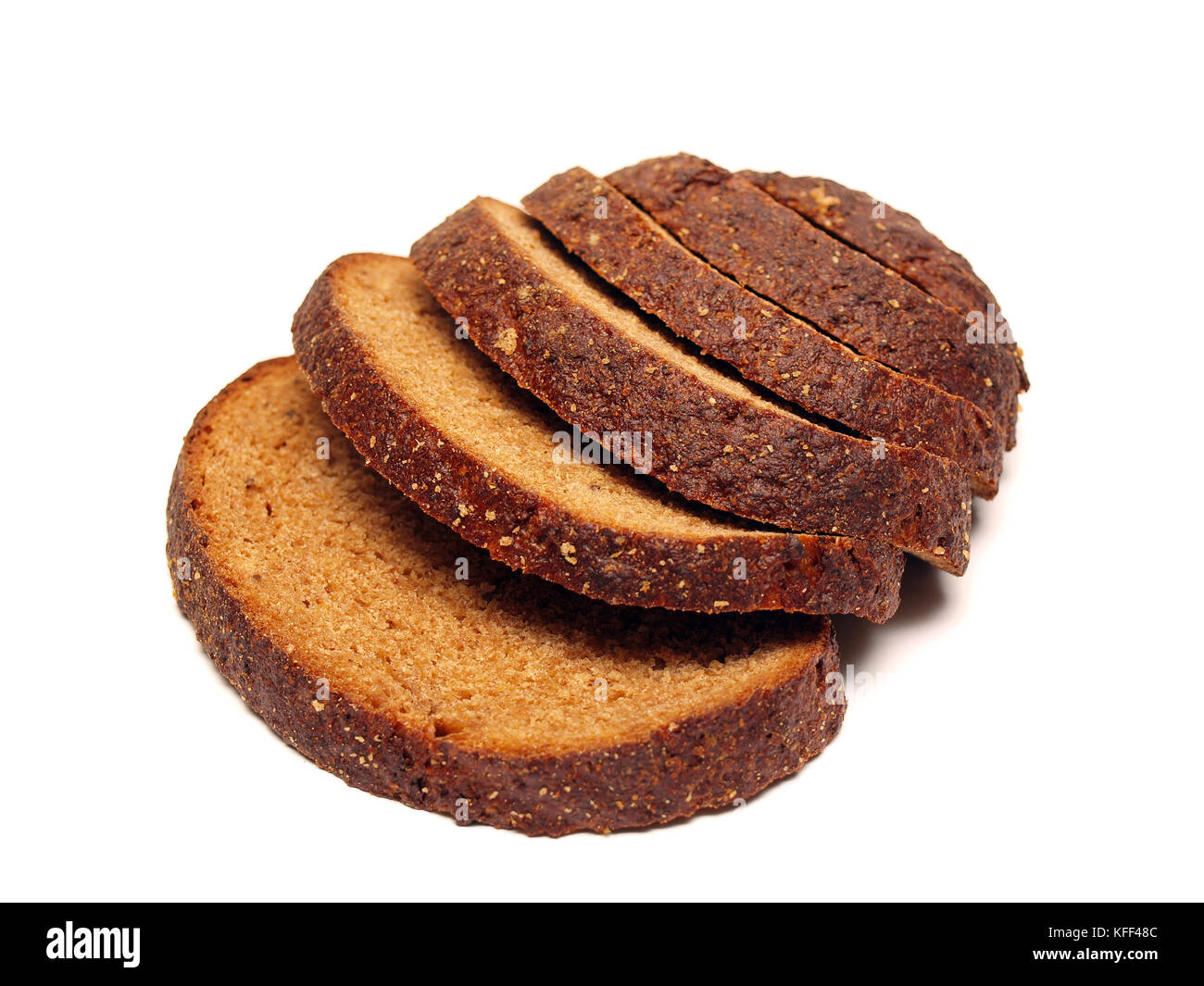 Sliced rye bread, close up on white background Stock Photo - Alamy