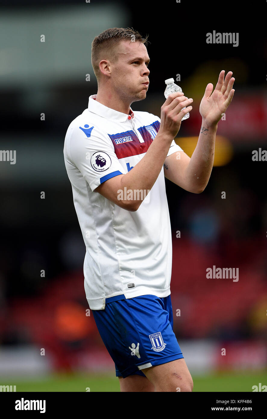 Stoke City's Ryan Shawcross celebrates after the final whistle during ...