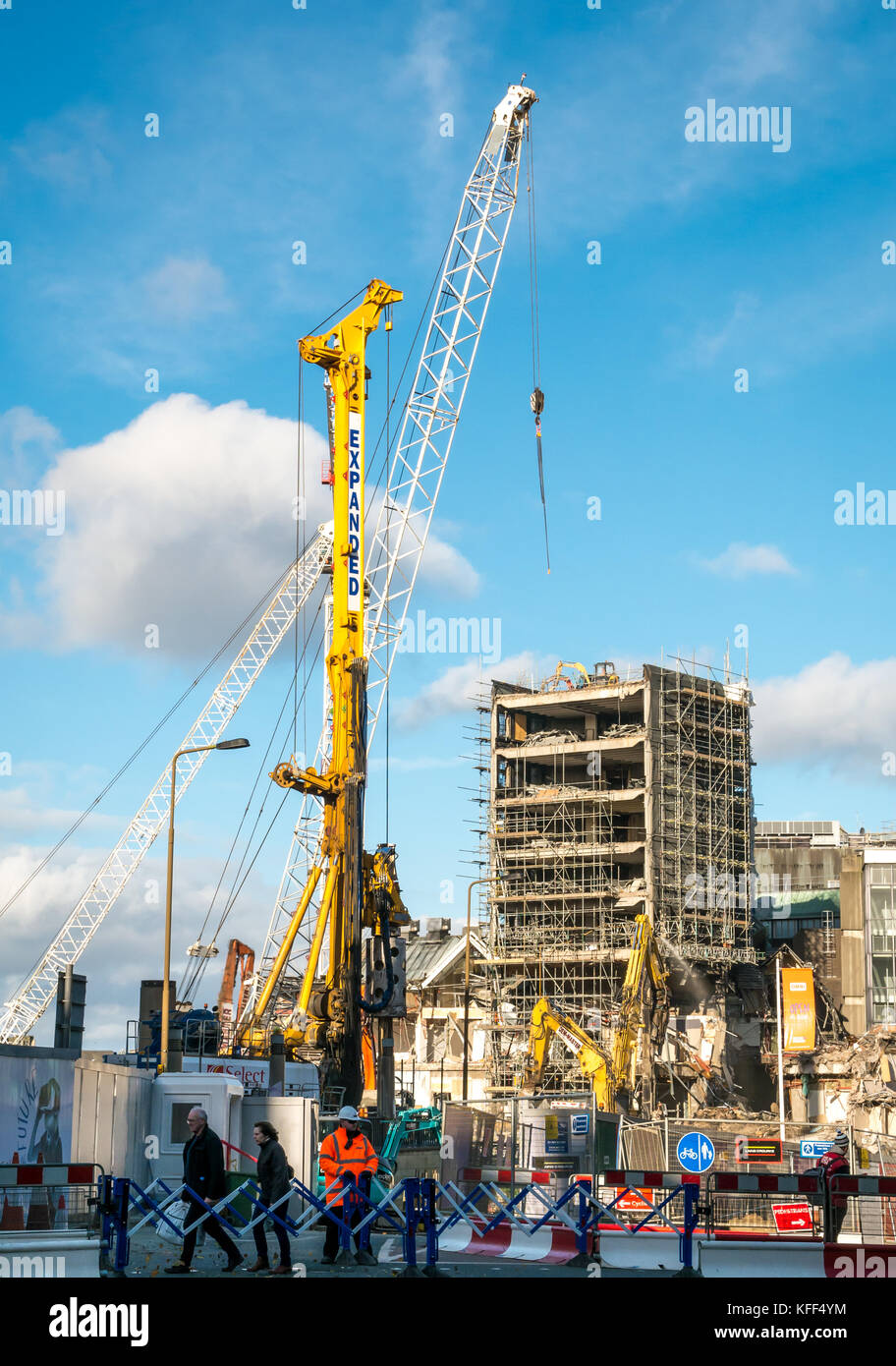 Demolition 1970s St James Centre, Leith Street, Edinburgh, Scotland, UK ...