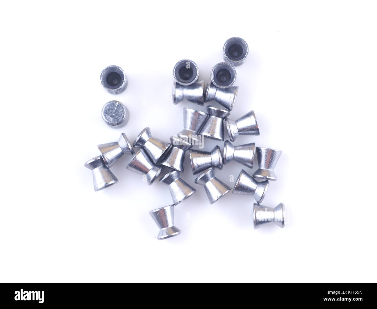 airgun bullets on a white background Stock Photo - Alamy