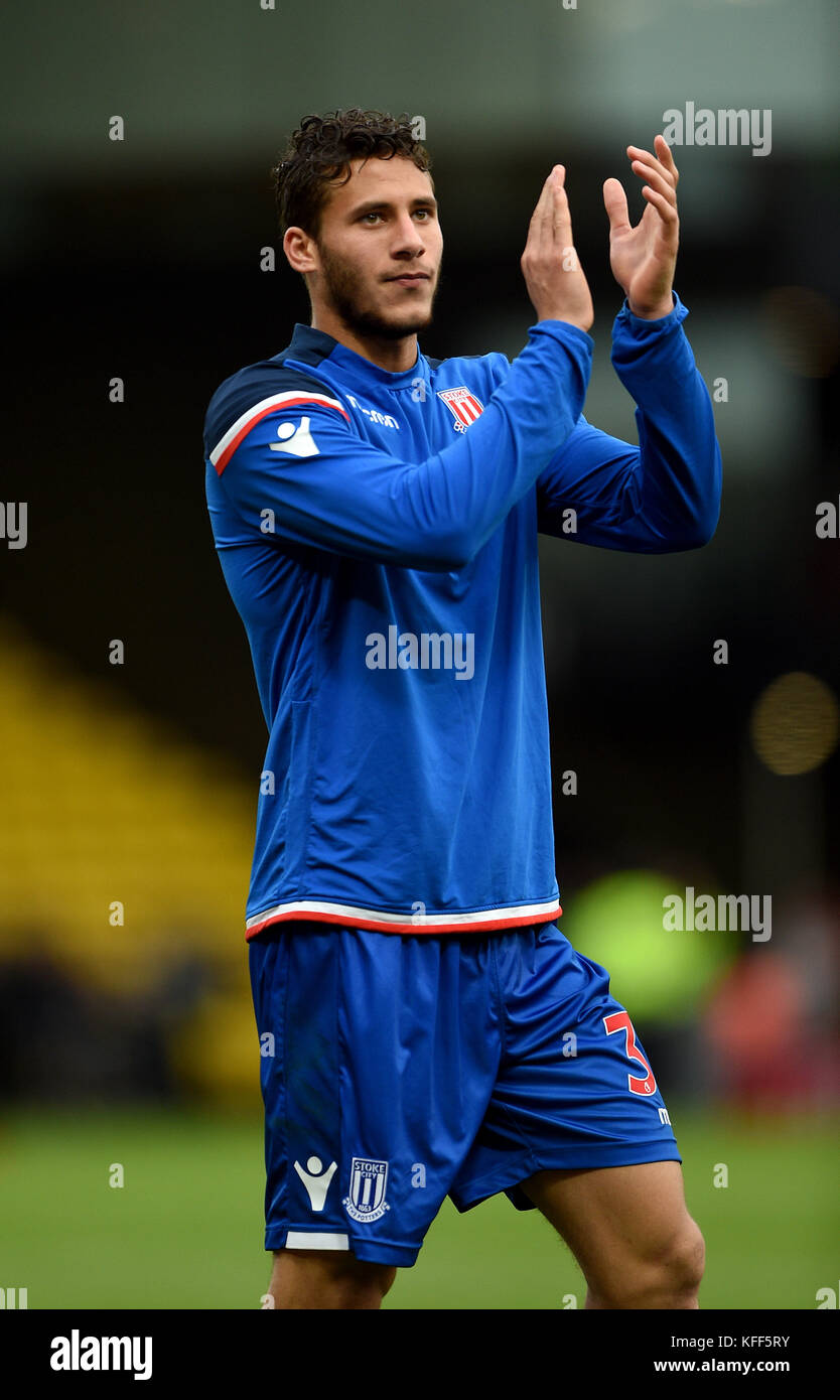Stoke City's Ramadan Sobhi acknowledges the fans after the final ...