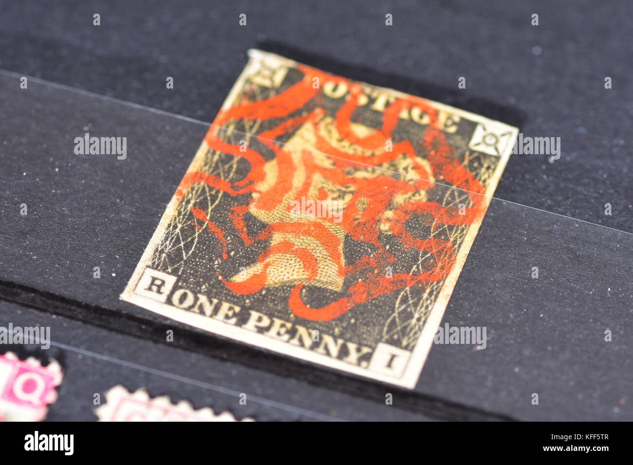 Old British empire Penny Black stamp Stock Photo - Alamy
