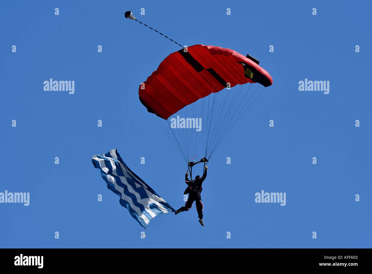 Parachuter of Hellenic Skydivers during Athens Flying Week 2017 air ...
