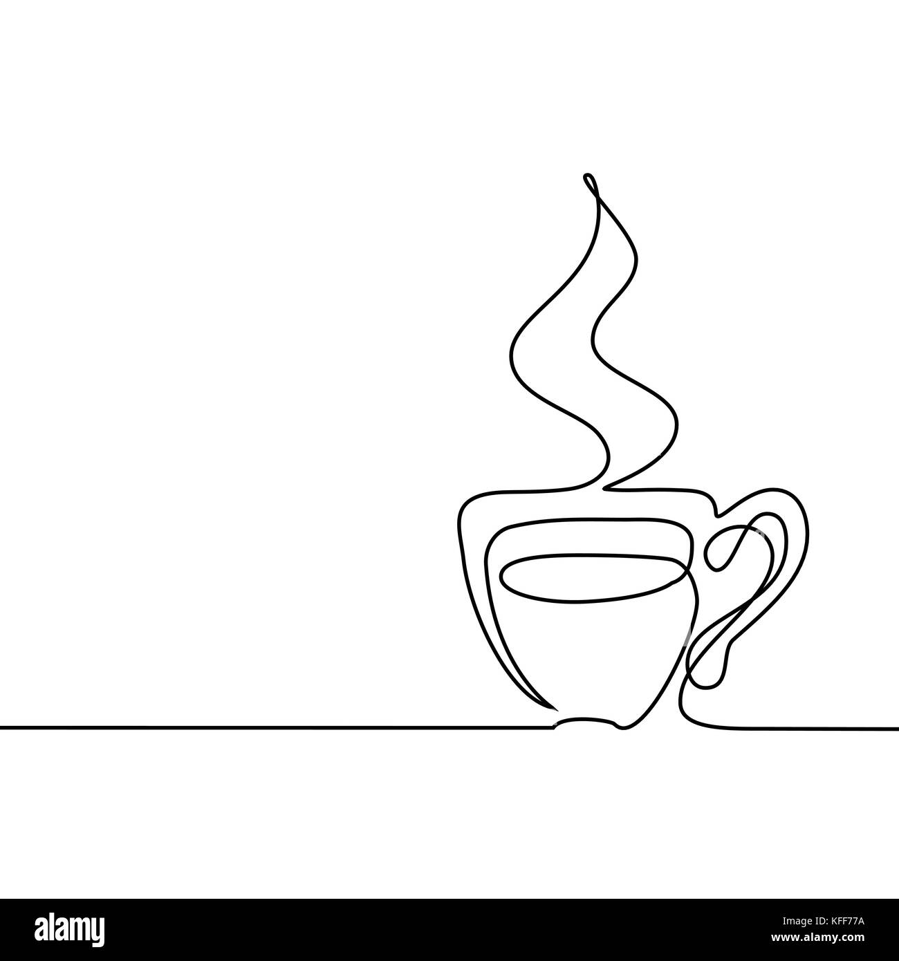 Continuous line drawing of cup of coffee. Vector illustration Stock ...