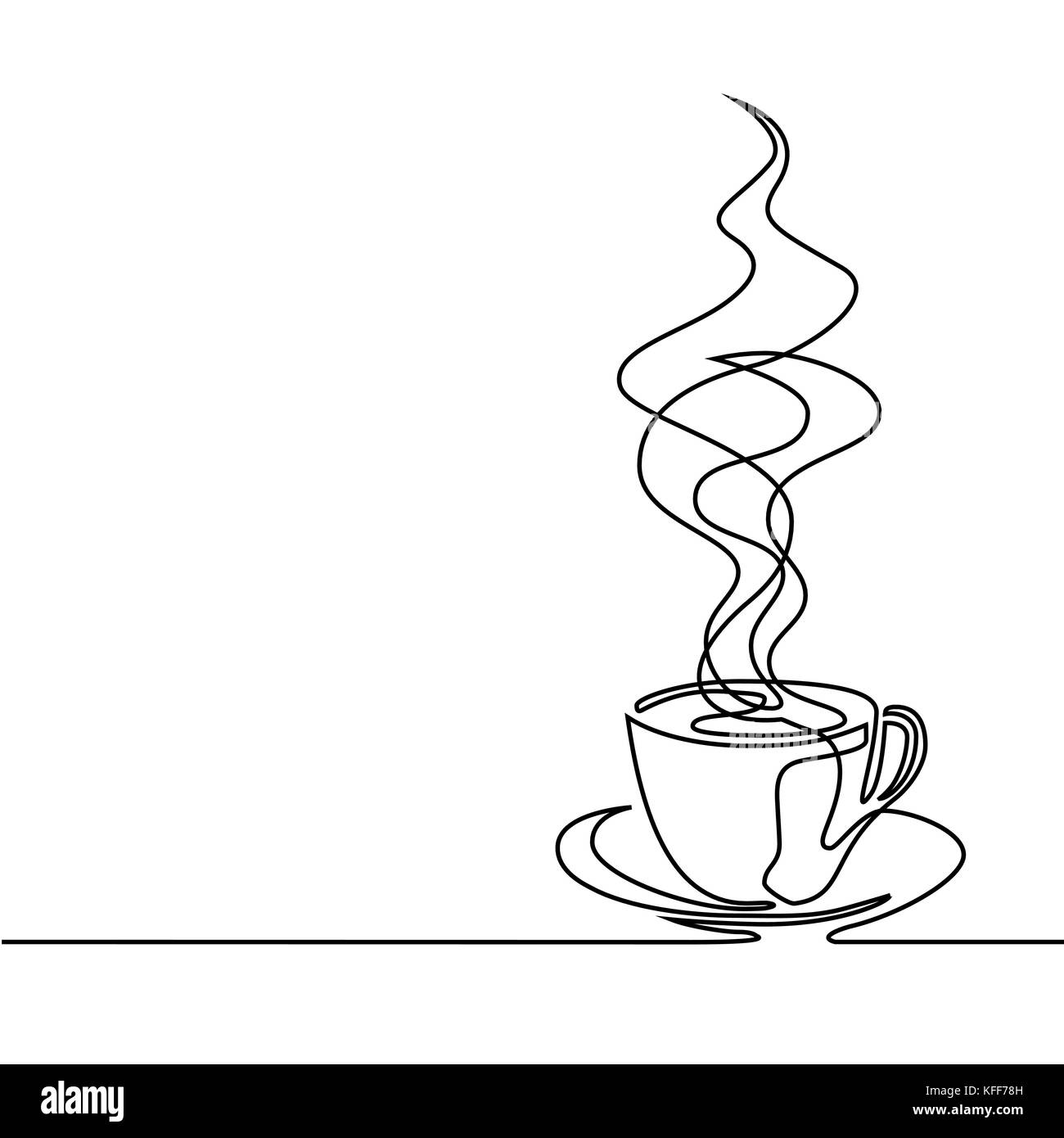 Continuous line drawing of cup of coffee. Vector illustration Stock ...