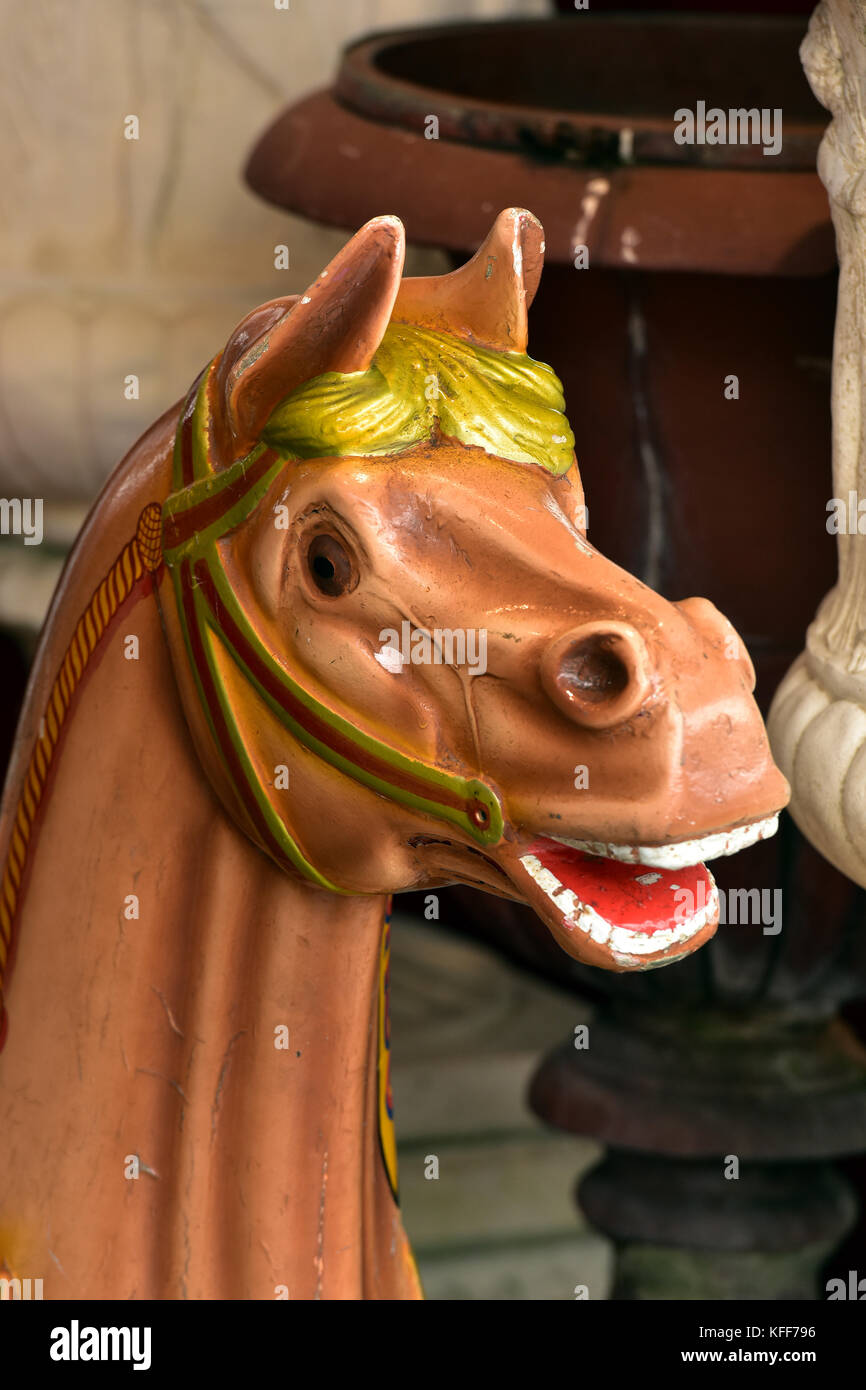 A fairground, fun fair, circus or carousel horse head and shoulders ...
