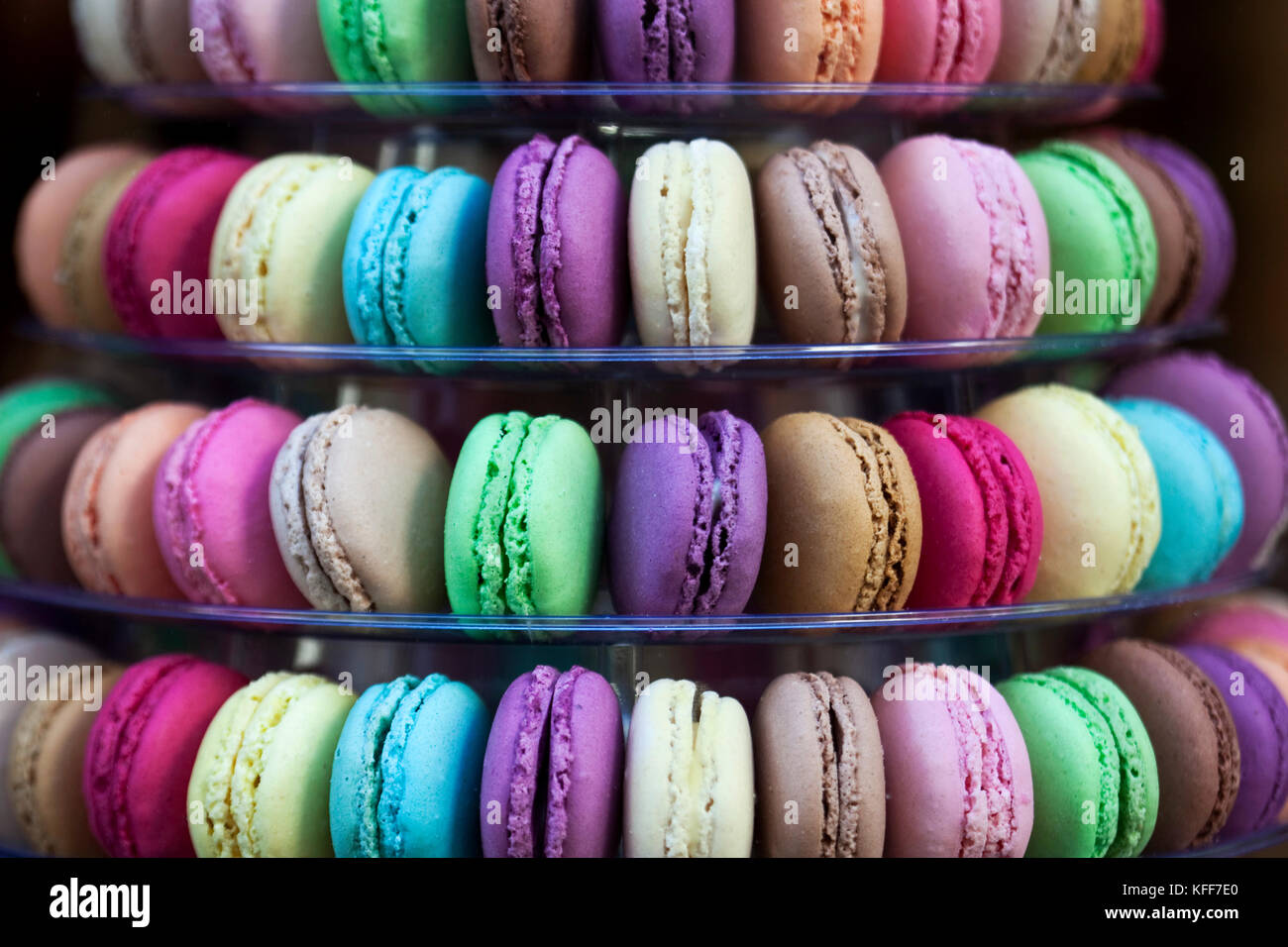 Close up of colorful pyramid of macaroons Stock Photo - Alamy