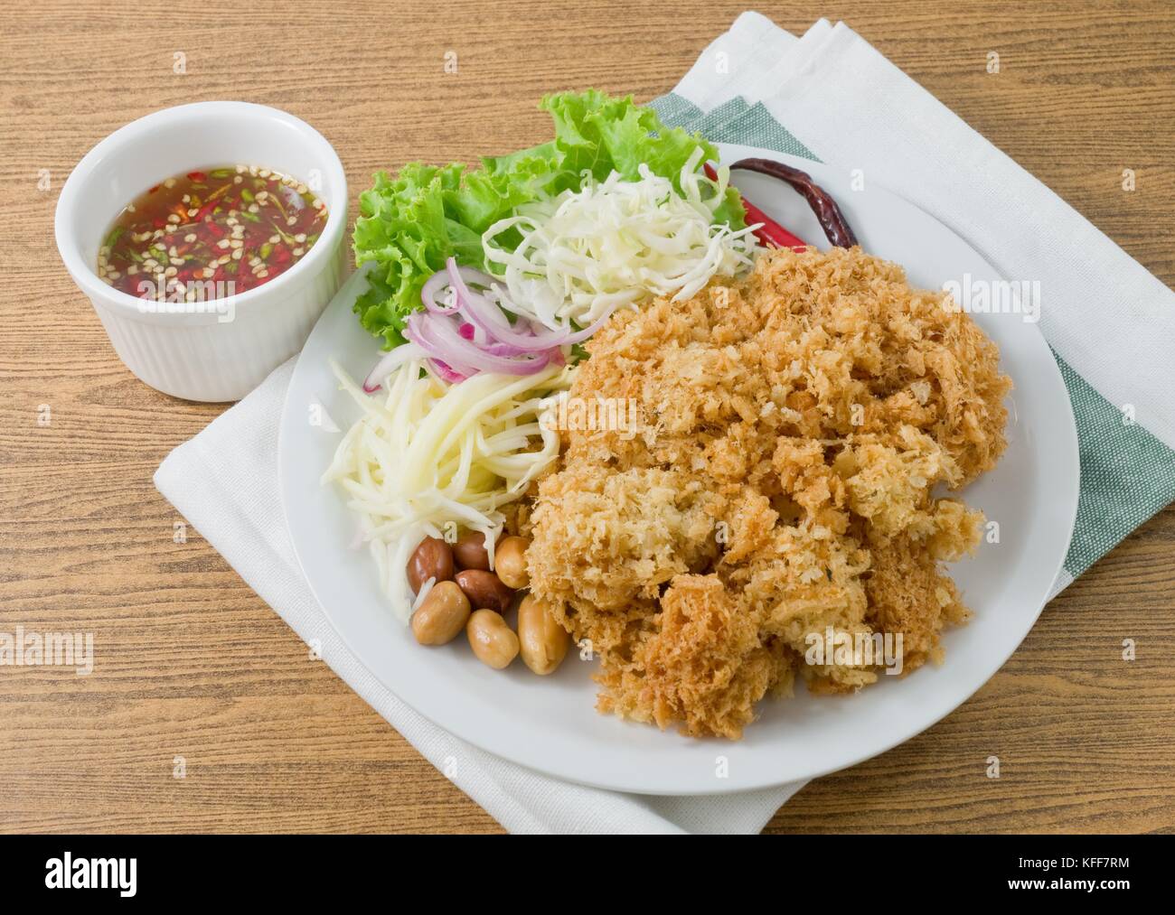 Thai Cuisine and Food, Thai Traditional Crispy Catfish Salad Served ...