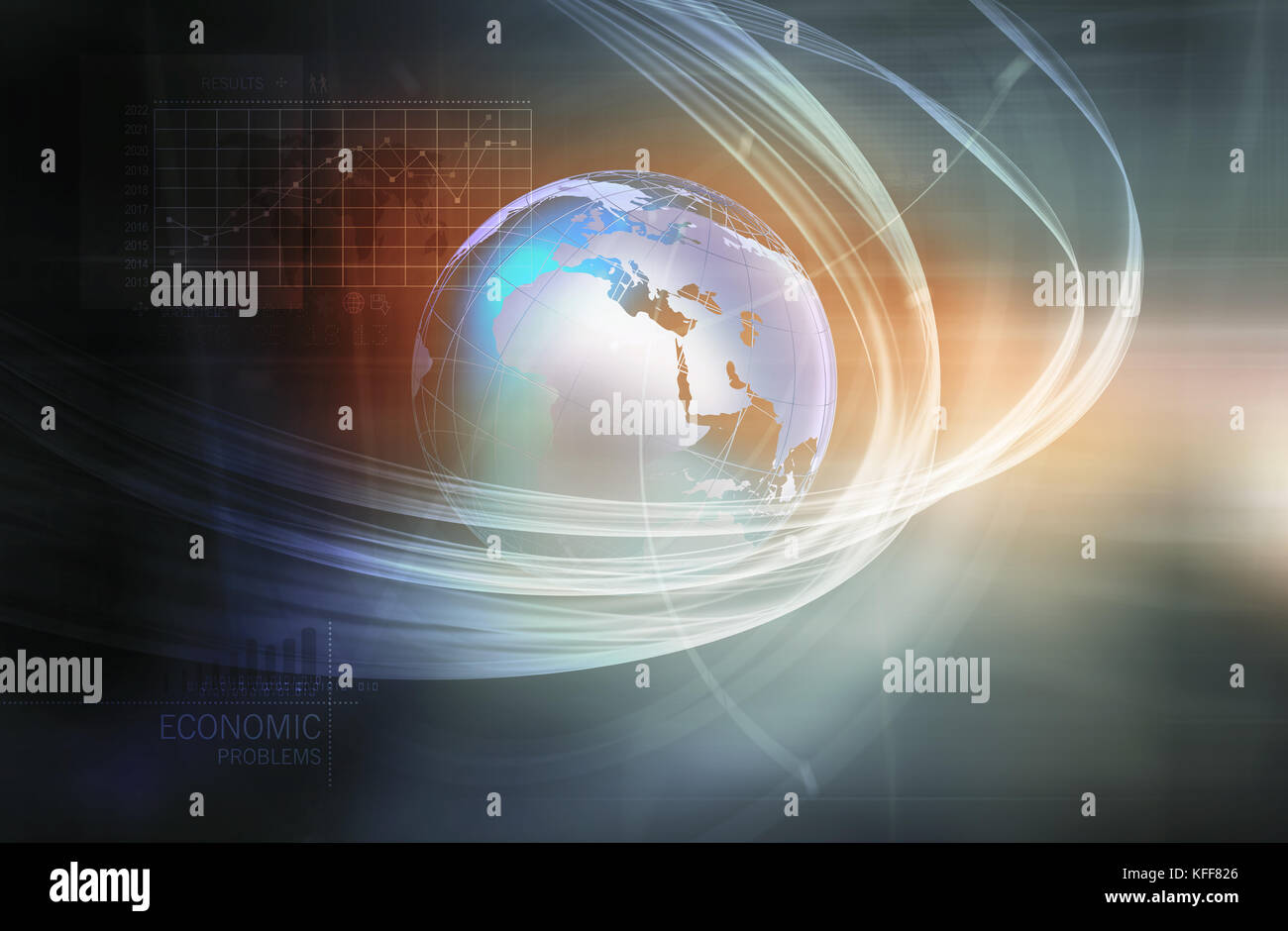 Global Economic Problems with Analytical Graph in Background, Earth ...