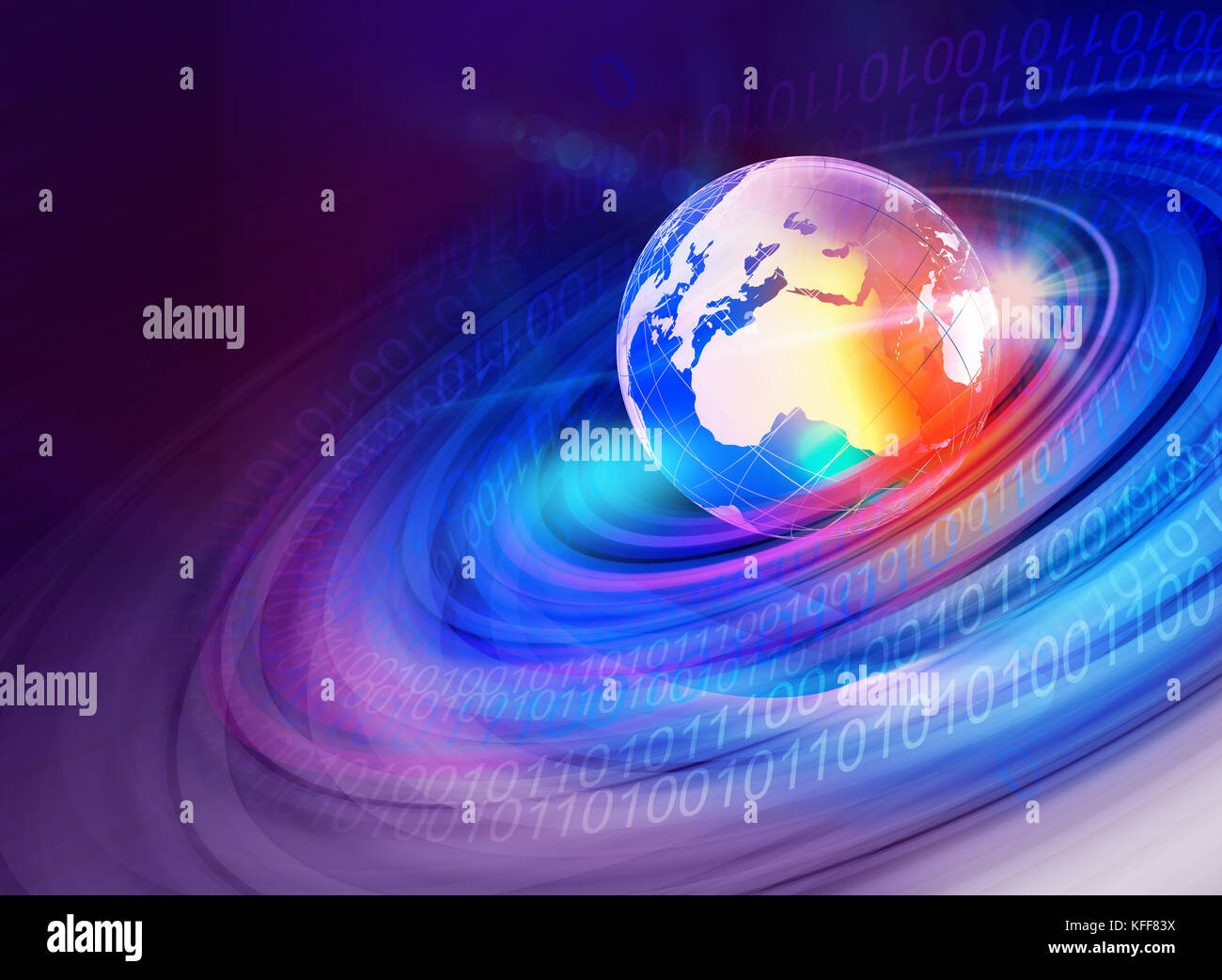 Graphical digital world background with earth globe and digital numbers ...