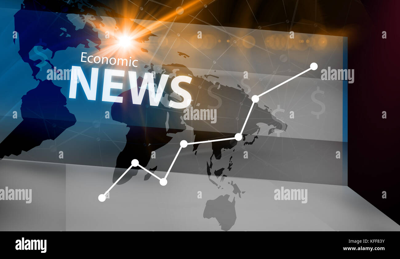 Graphical Economic News Background With Rising Graph and news text ...