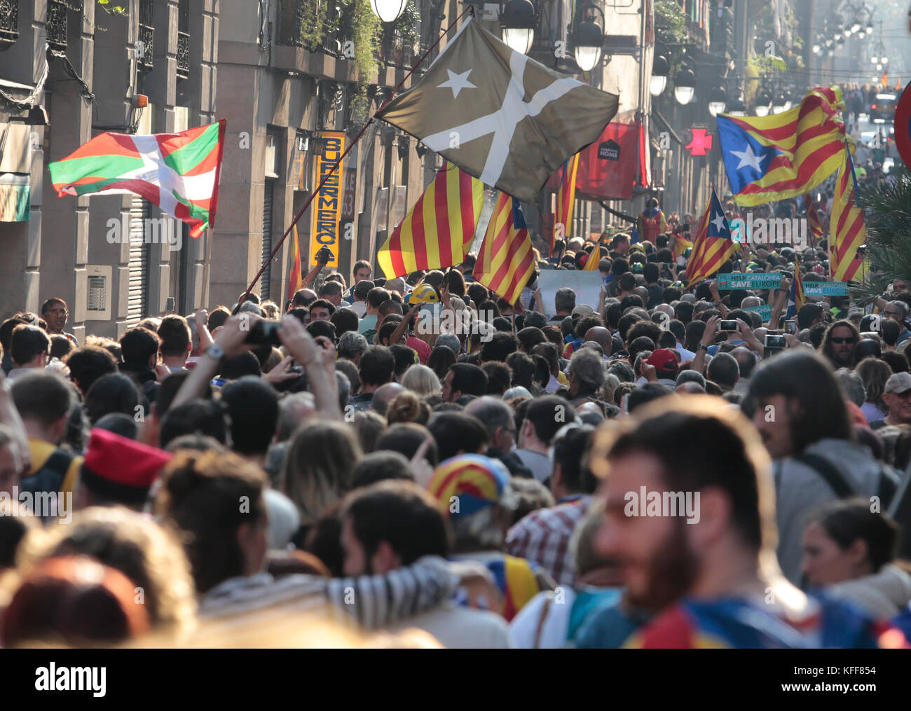 independence of catalonia declaration day in central barcelona Stock ...