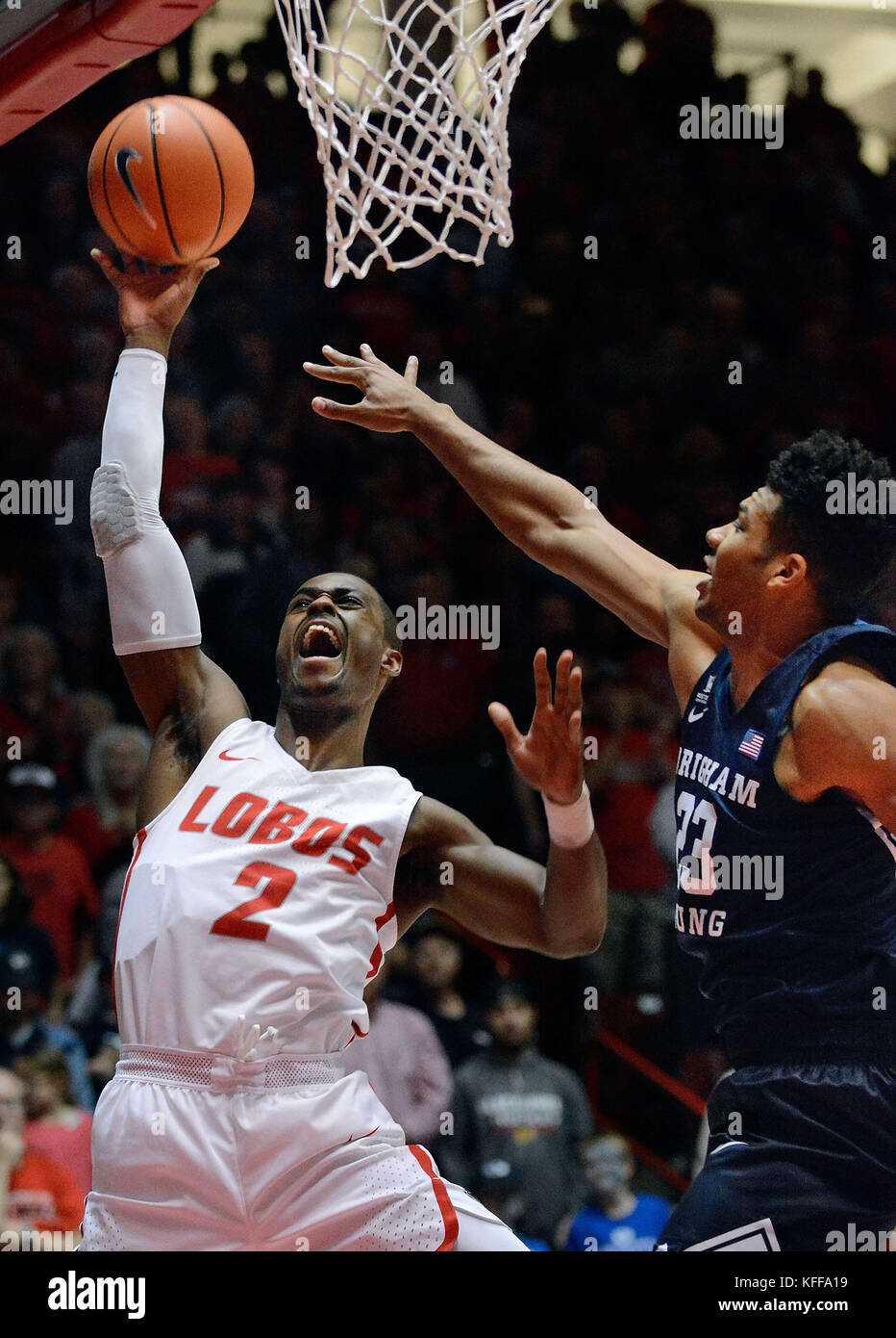 Albuquerque, NM, USA. 27th Oct, 2017. UNM's #2 Sam Logwood puts up the ...