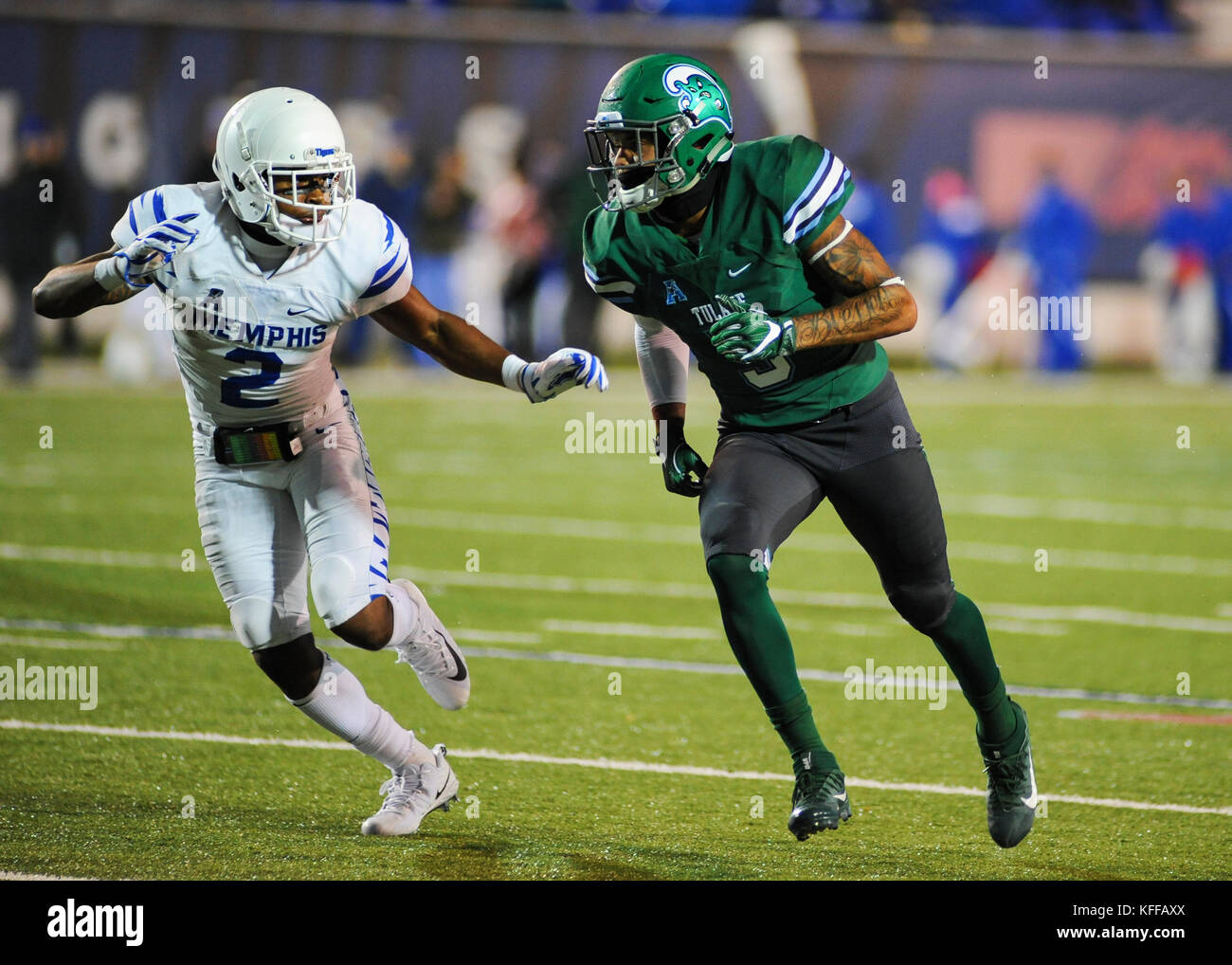 October 27, 2017; Memphis, TN, USA; Tulane WR, TERREN ENCALADE (5), and ...