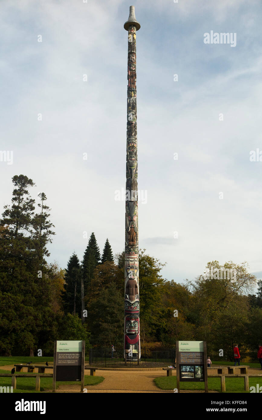 Virginia Water, UK. 28th Oct, 2017. The 100 foot high Totem Pole at ...