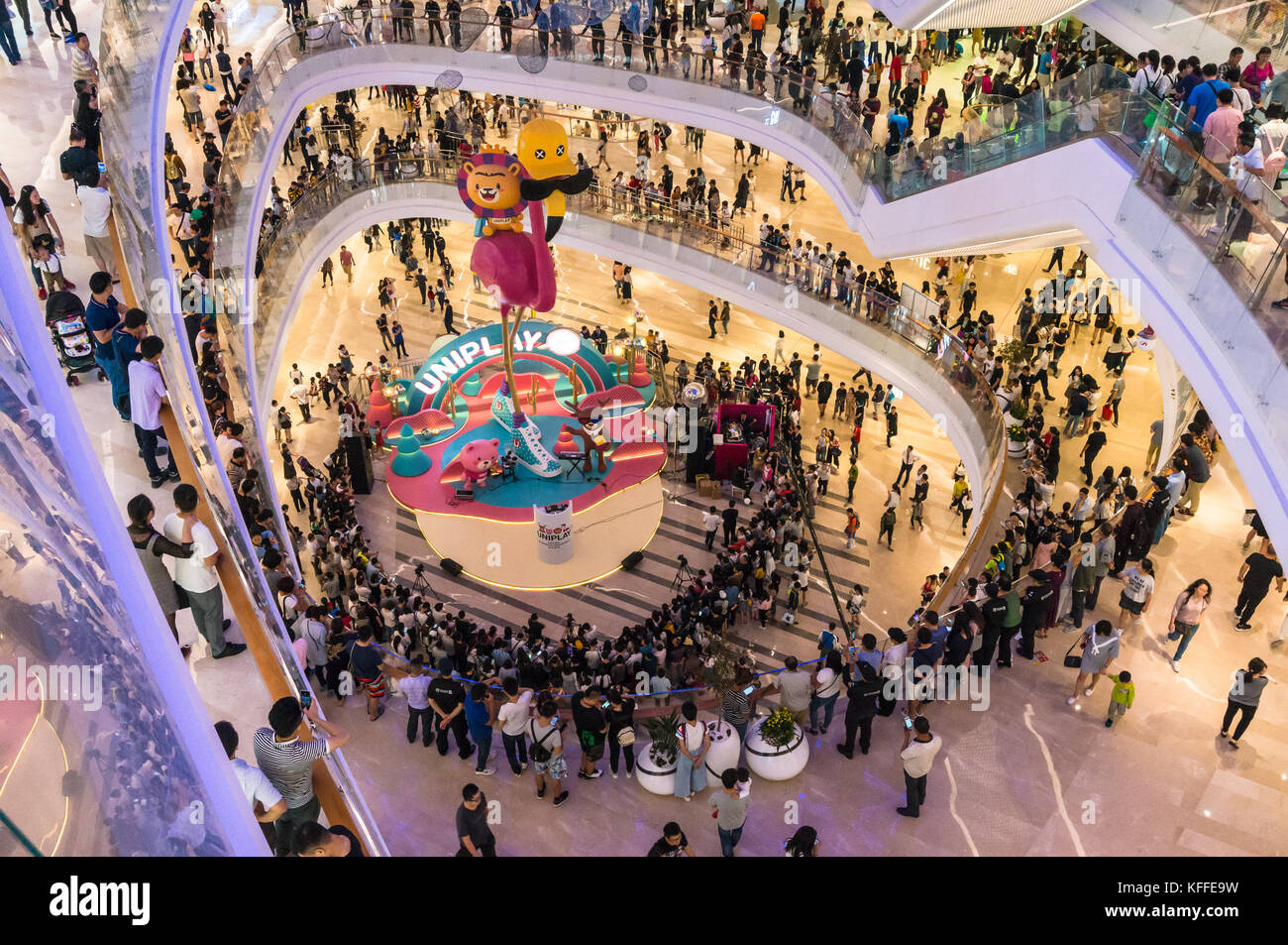Wide angle view of grand opening of Uniwalk, a Chinese mega shopping ...