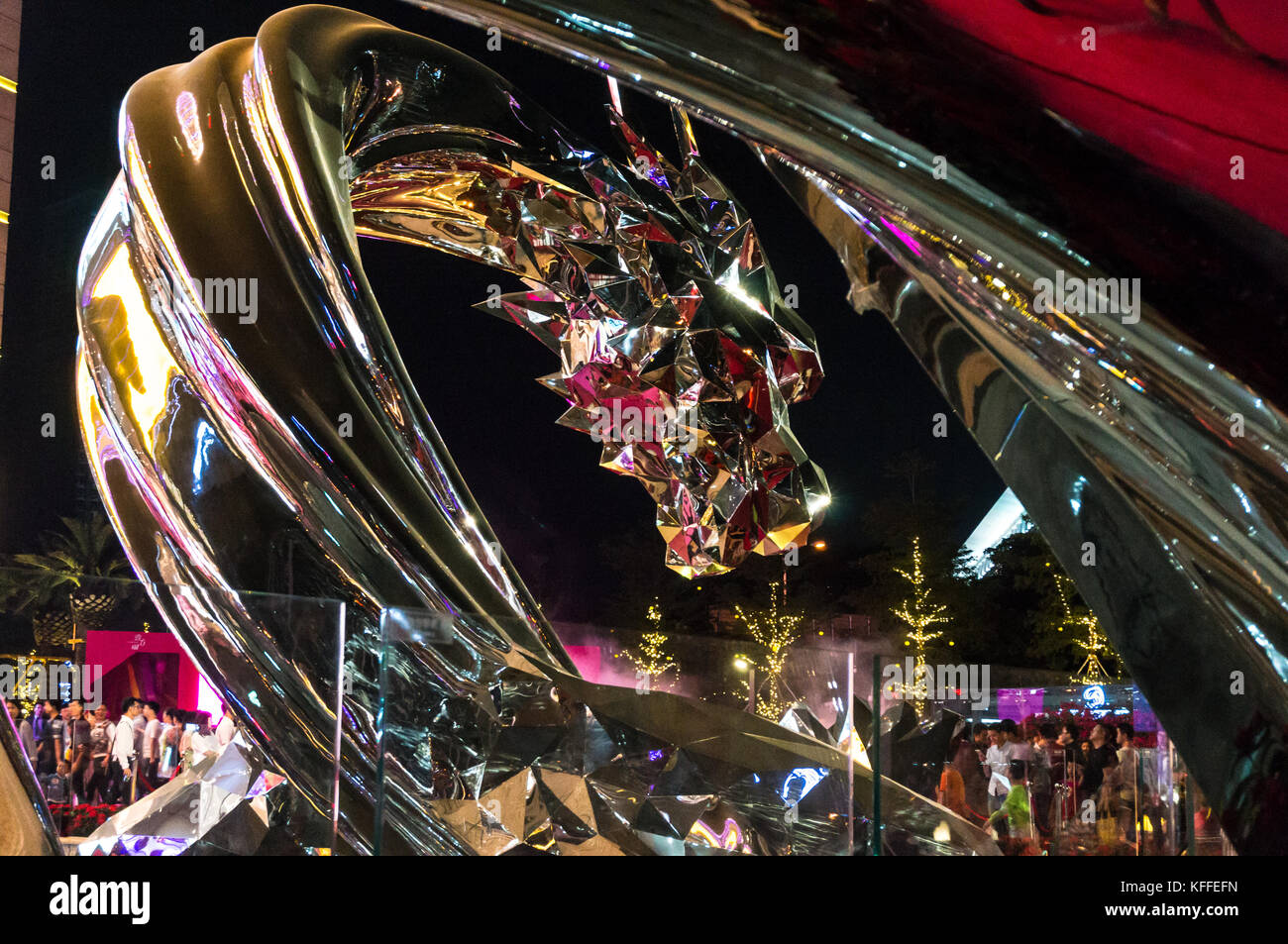 Dragon head metal sculpture unveiled at grand opening of Uniwalk, a ...