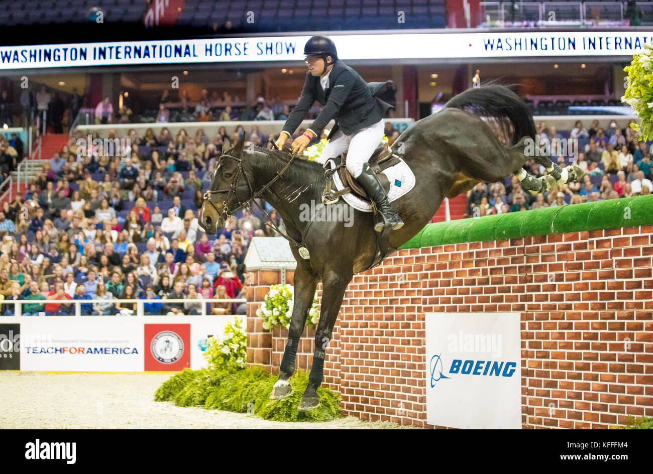 Aaron Vale (USA) aboard Finou in photo clears 6'7" to win the $25,000 ...