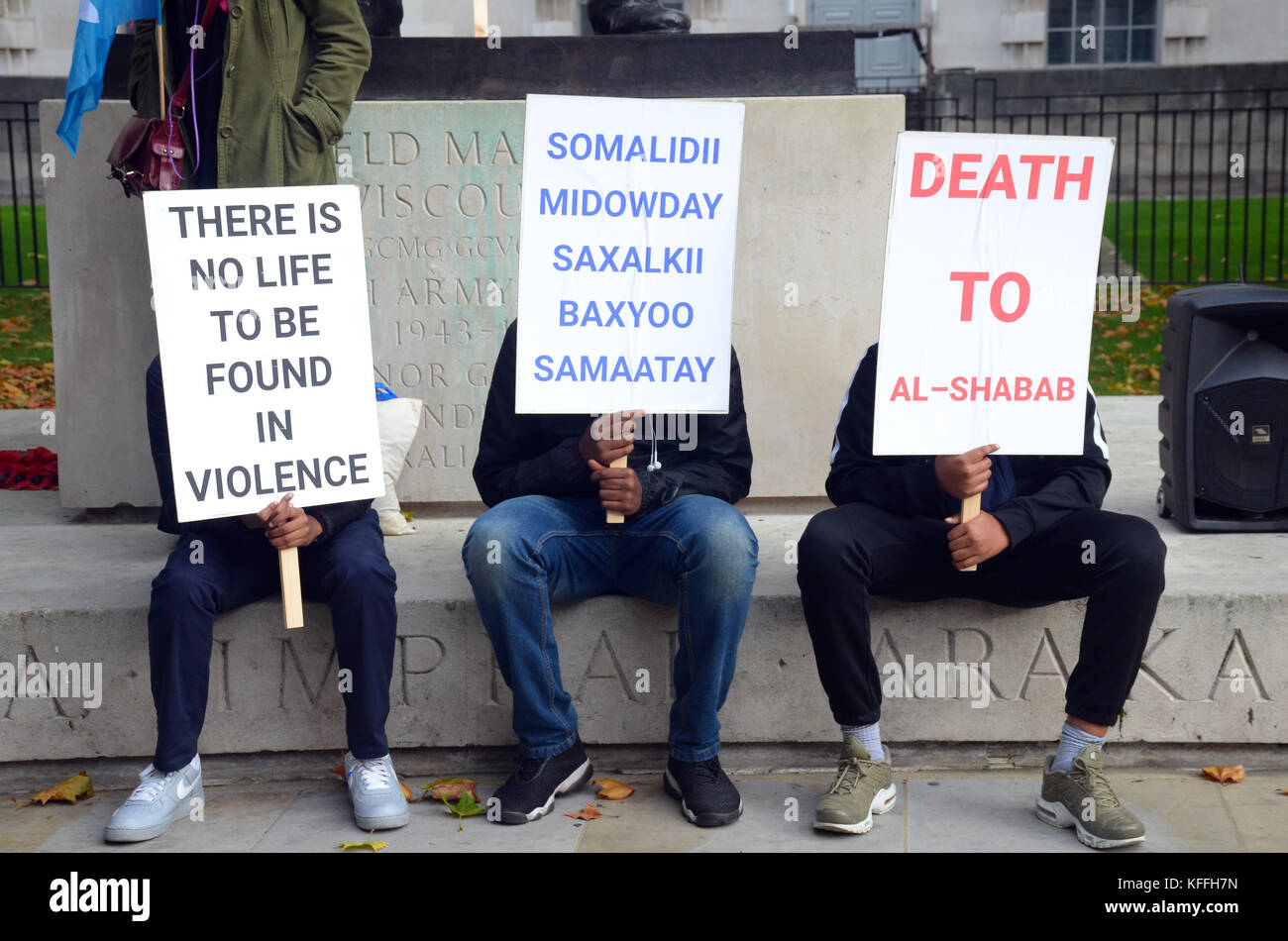 London, UK. 28th October, 2017. Somali terrorism protest outside ...