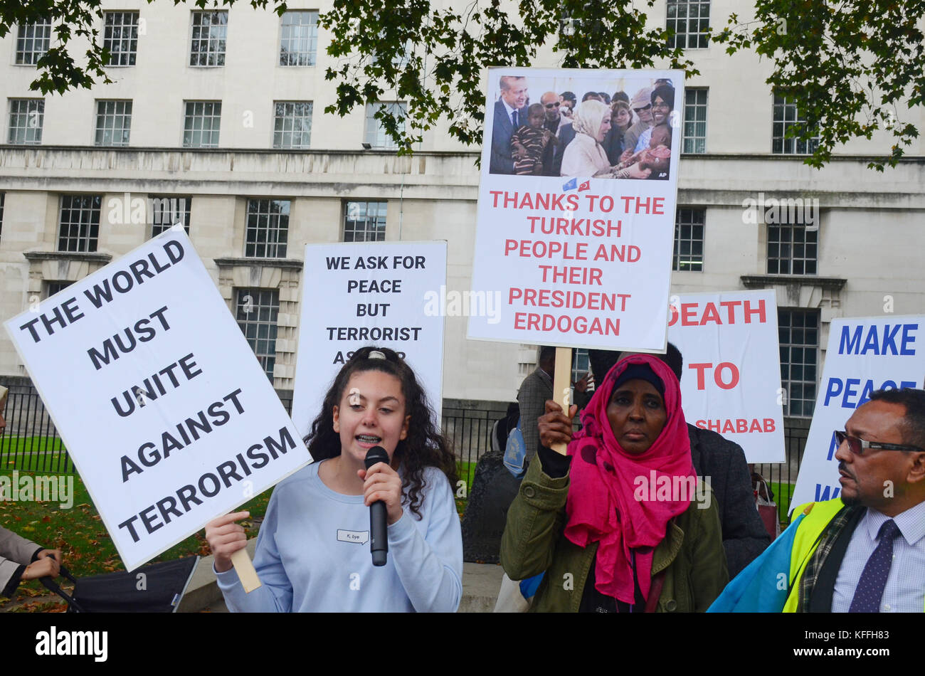 London, UK. 28th October, 2017. Somali terrorism protest outside ...