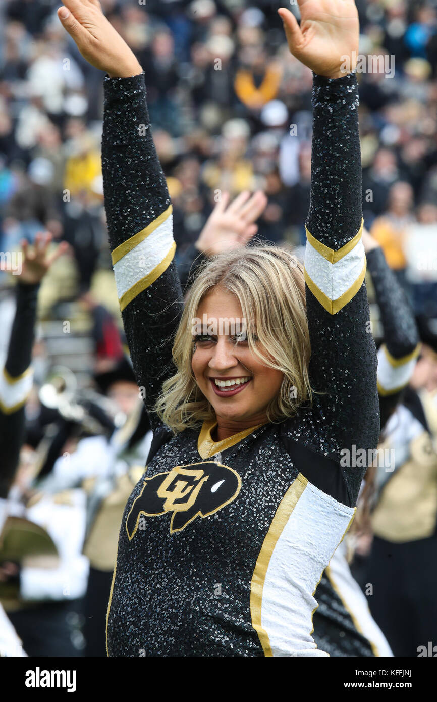 October 28, 2017: A Colorado cheerleader performs her routine during ...