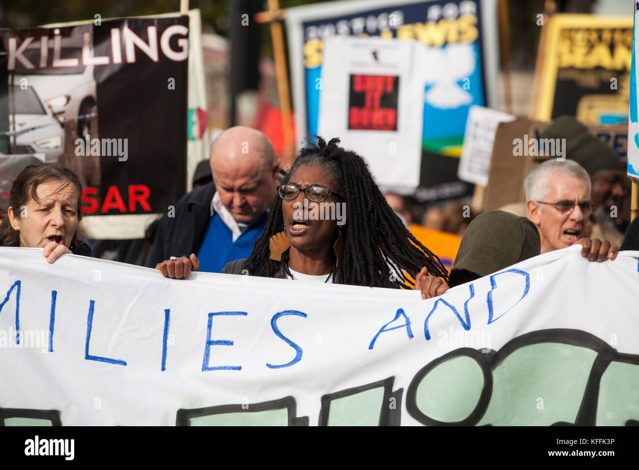 London, UK. 28th October, 2017. Marcia Rigg, sister of Sean Rigg, among ...