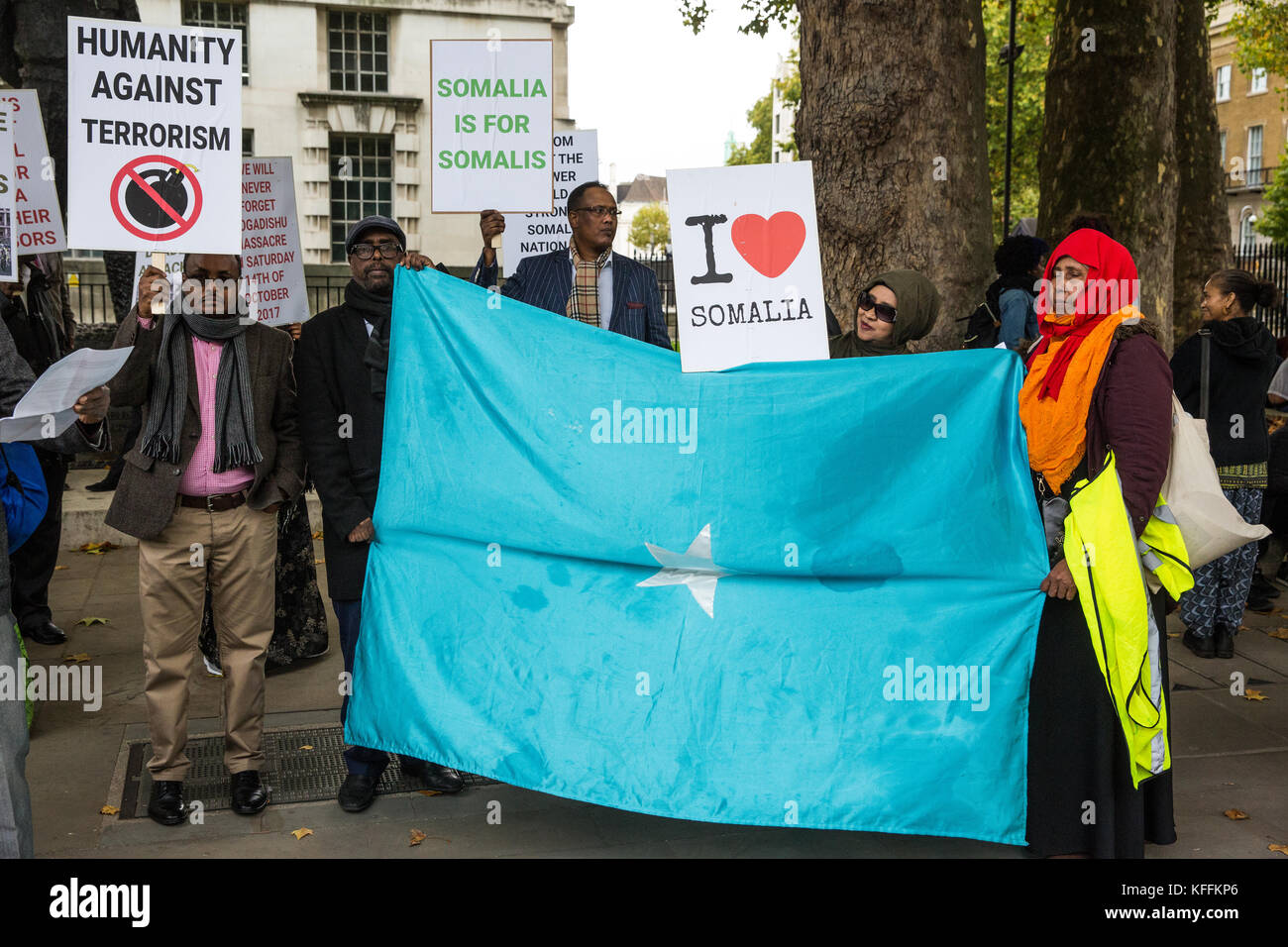 London, UK. 28th October, 2017. Members of the Somali community protest ...