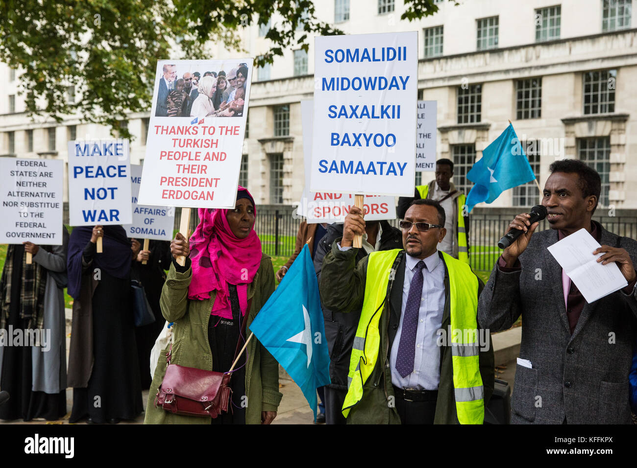 London, UK. 28th October, 2017. Members of the Somali community protest ...