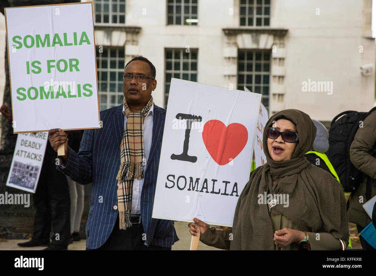 London, UK. 28th October, 2017. Members of the Somali community protest ...