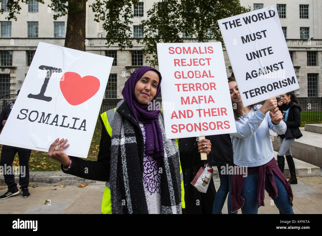 London, UK. 28th October, 2017. Members of the Somali community protest ...