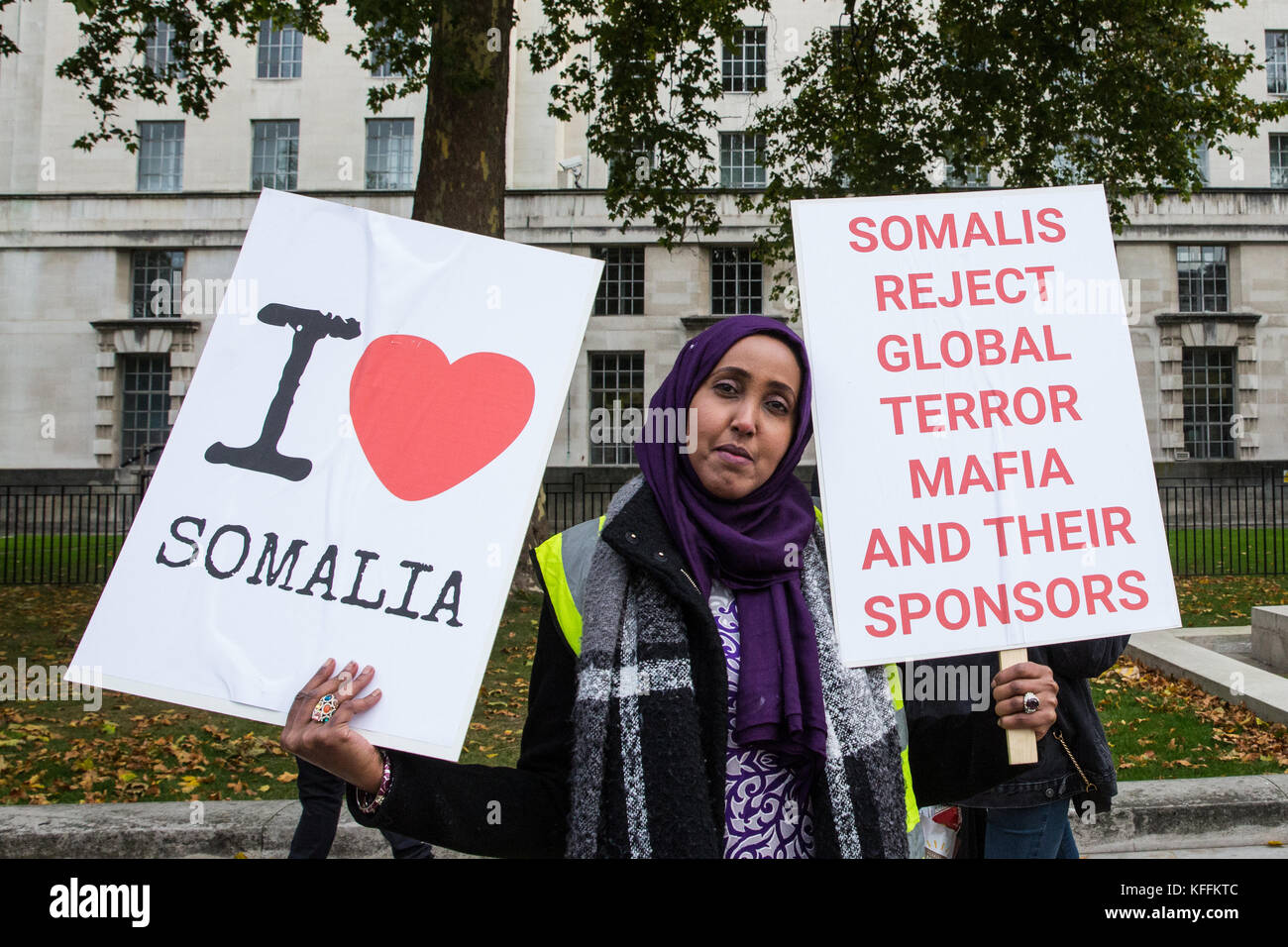 London, UK. 28th October, 2017. Members of the Somali community protest ...