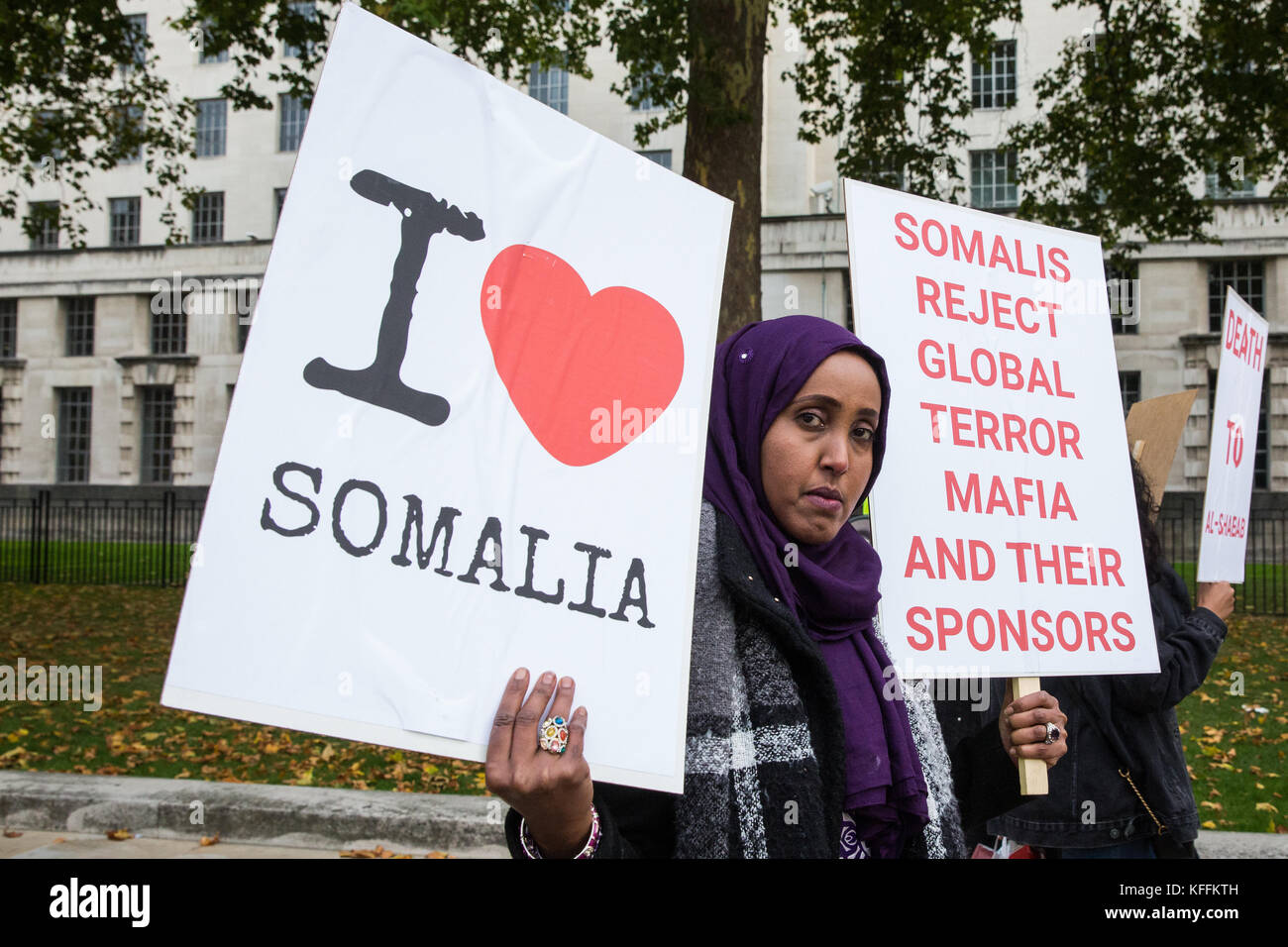 London, UK. 28th October, 2017. Members of the Somali community protest ...