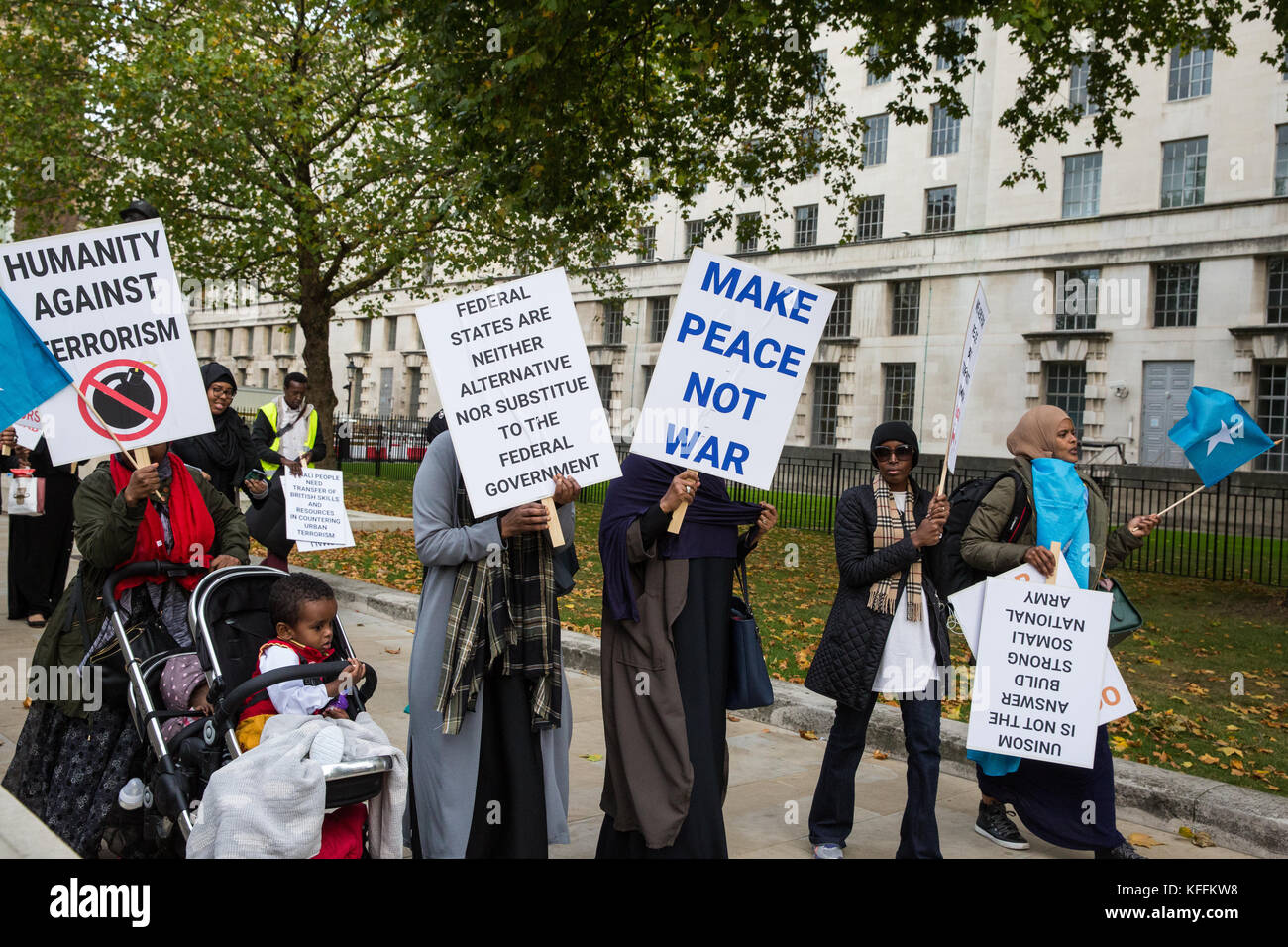 London, UK. 28th October, 2017. Members of the Somali community protest ...