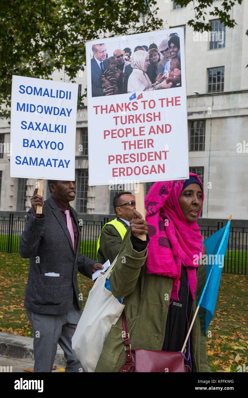 London, UK. 28th October, 2017. Members of the Somali community protest ...