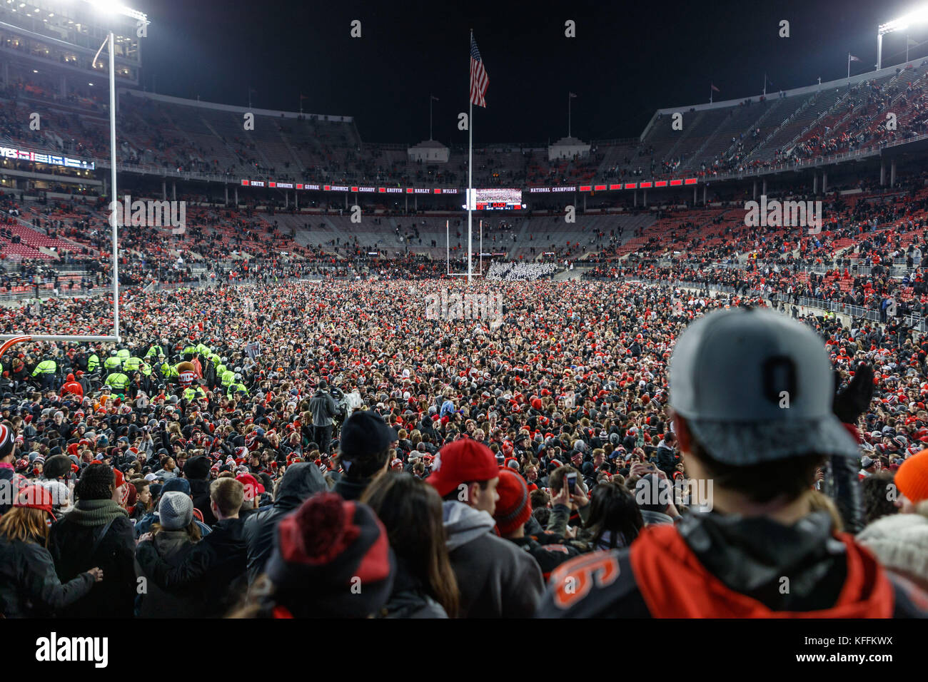 October 28th, 2017: An Ohio State Buckeye fan looks on at the sea of ...