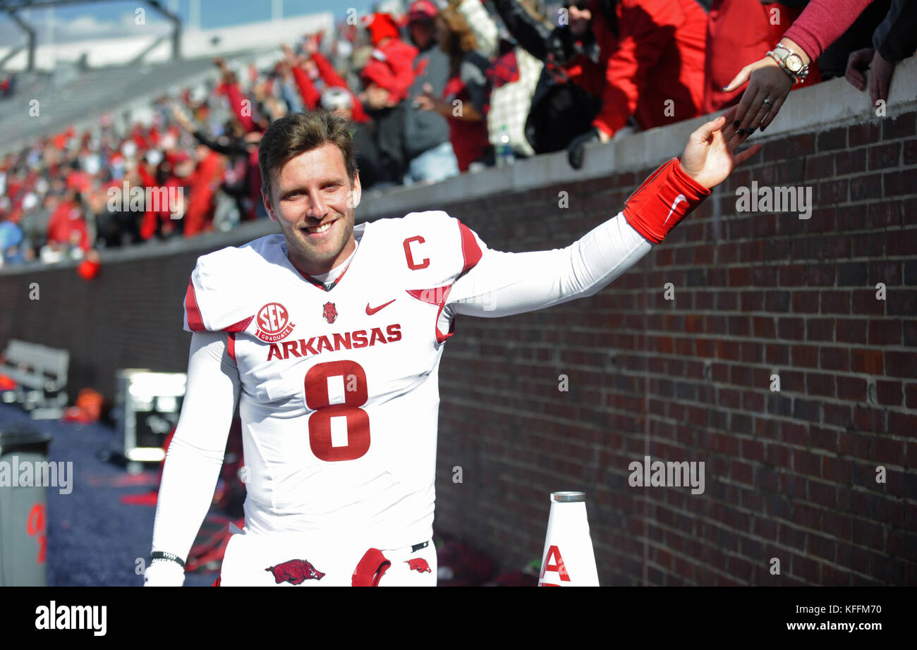 October 28, 2017: Arkansas quarterback Austin Allen greets fans after ...