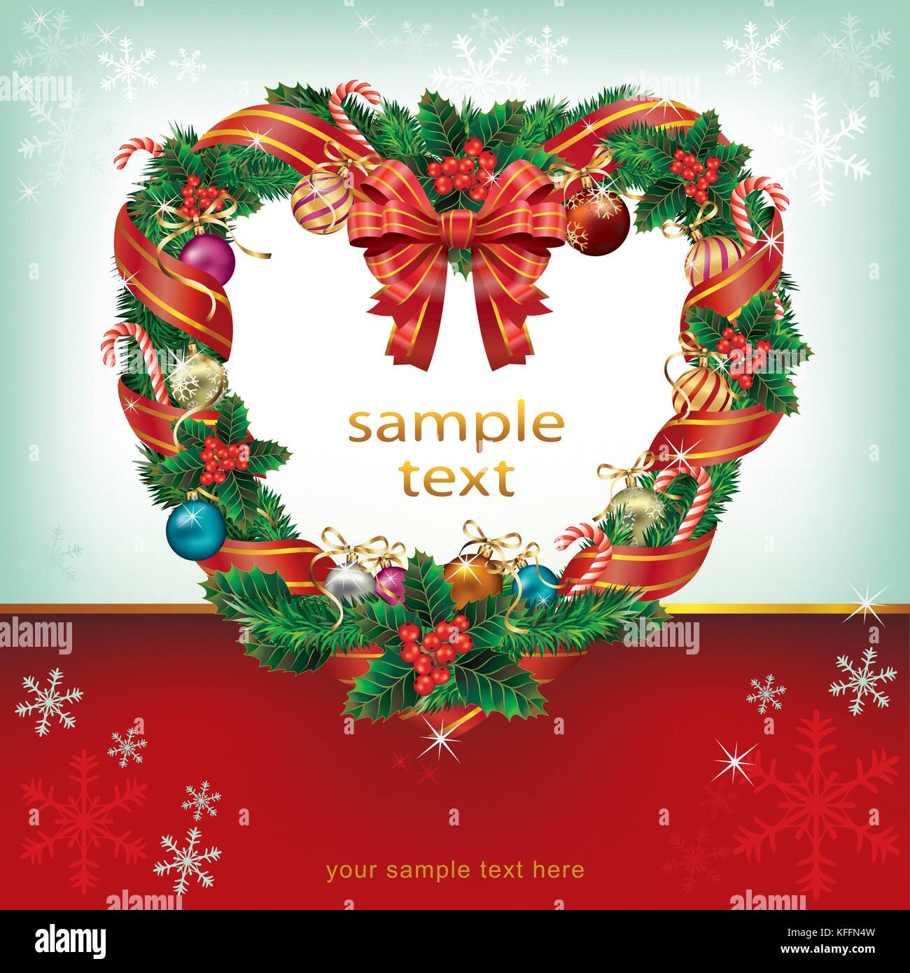Heart Shaped Christmas Wreath Decoration. Vector Illustration Stock ...