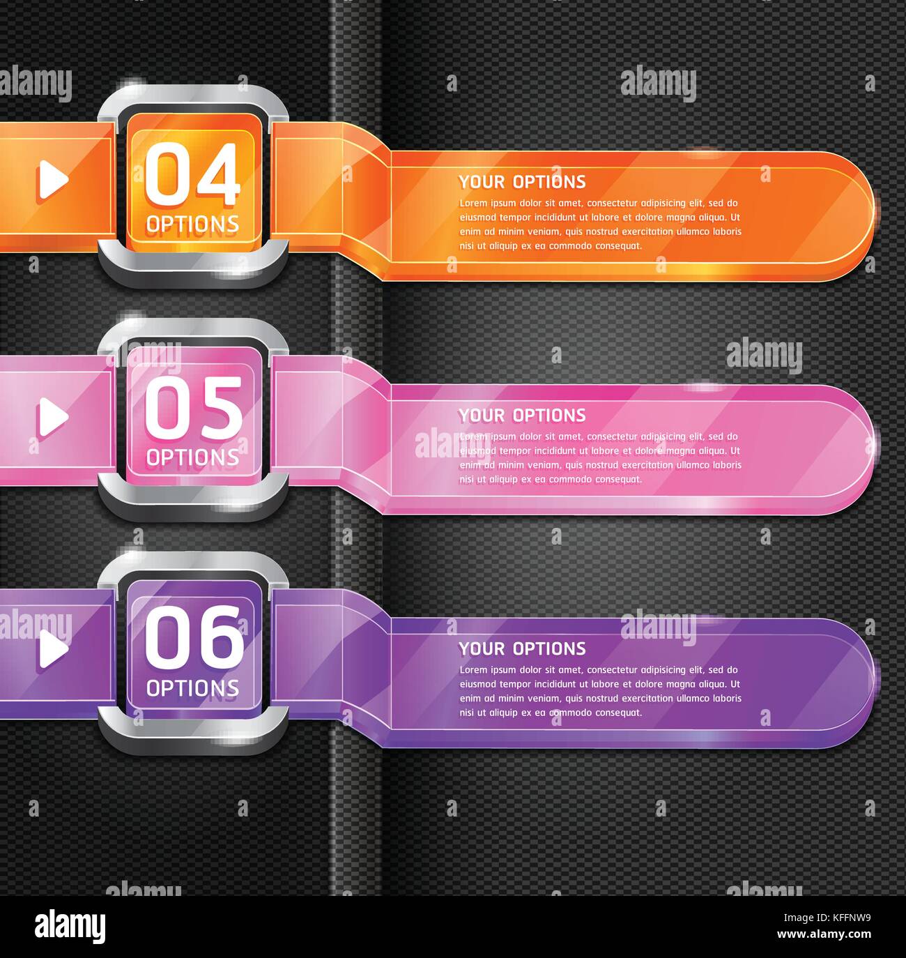 Buttons Website Style Number Options Banner & Card Background. Vector ...